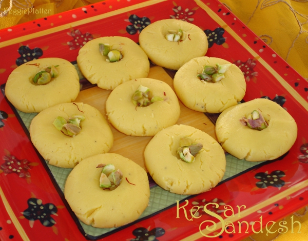 Veggie Platter: Kesar Sandesh / Sondesh