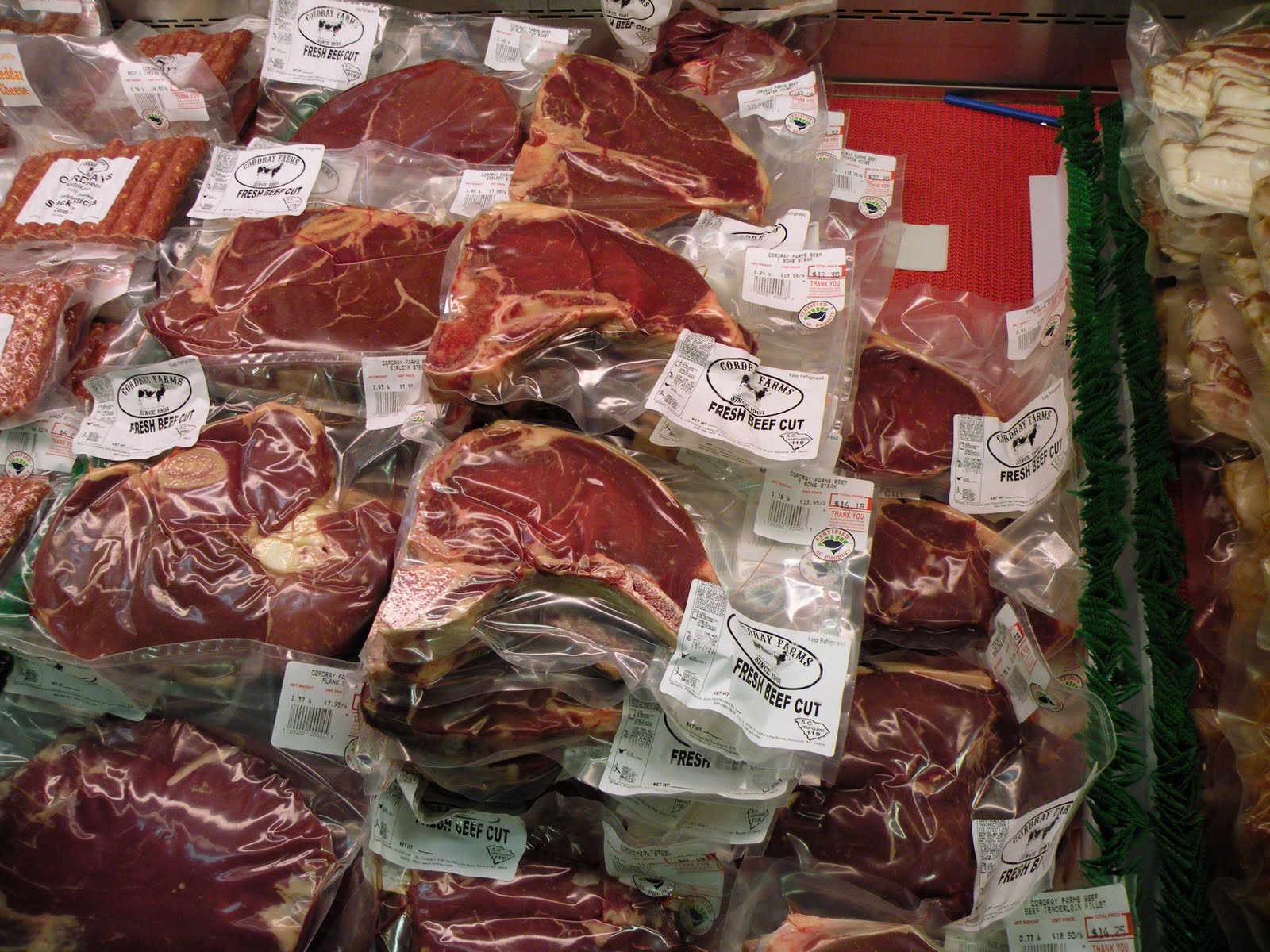 Cordray's: Beef Case stocked with plenty of Cordray Farms Beef!