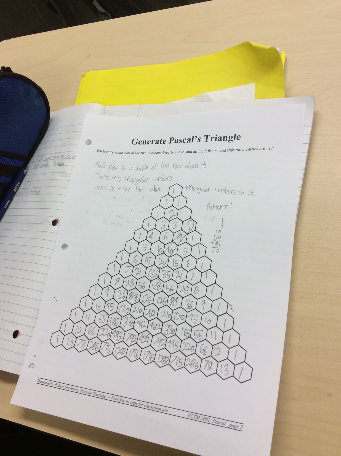 Ms Rashid: Observing Patterns in Pascal's Triangle