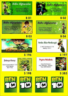 Ben 10 | STIKER LABEL NAMA