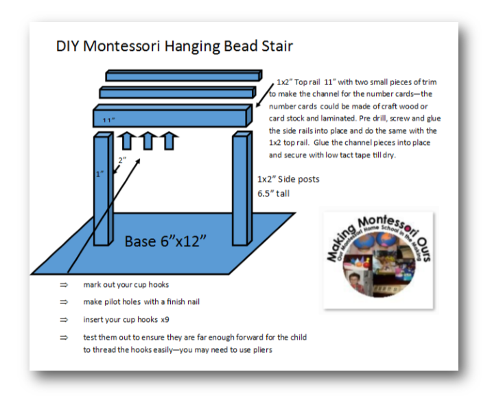 Montessori Math - Hanging Bead Stair Frame - "Making Montessori Ours"