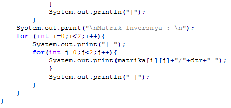 PROGRAM MENCARI INVERS MATRIKS MENGGUNAKAN JAVA