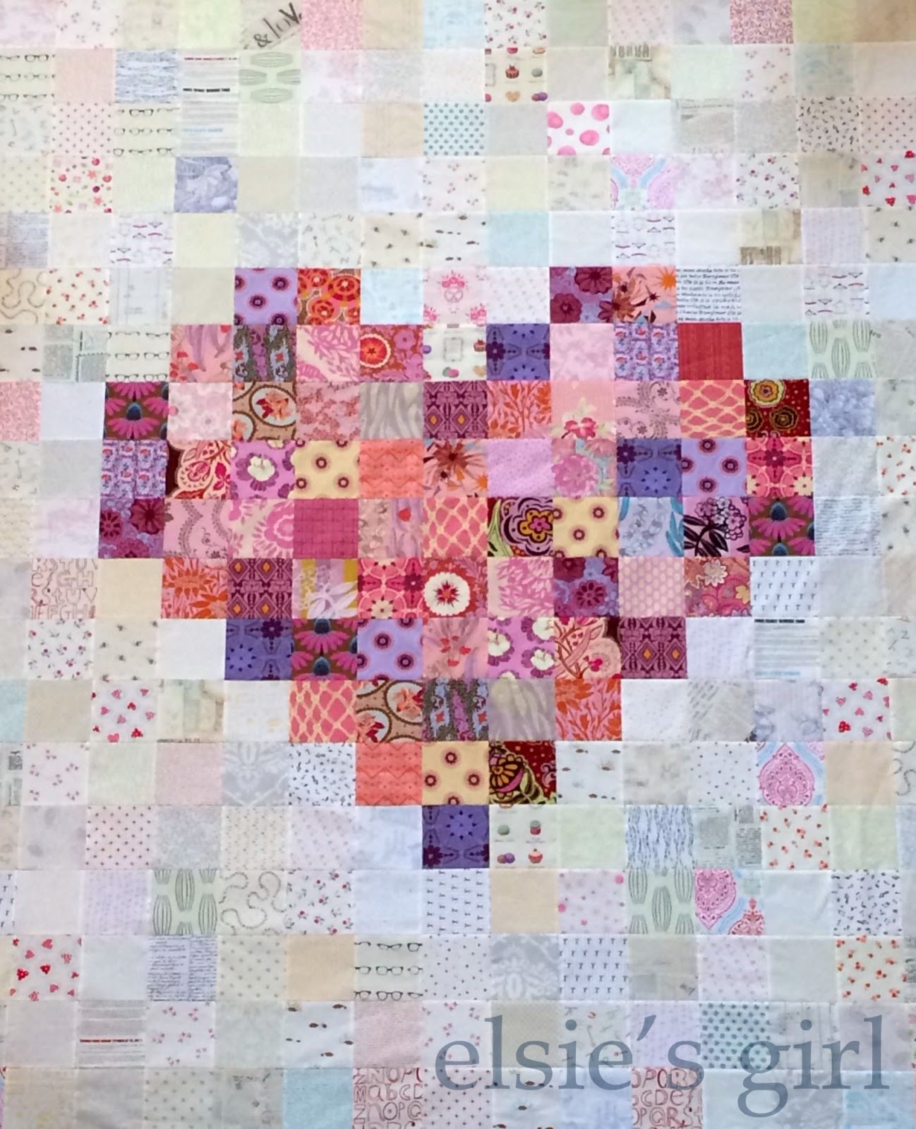 elsie's girl: pixelated heart quilt