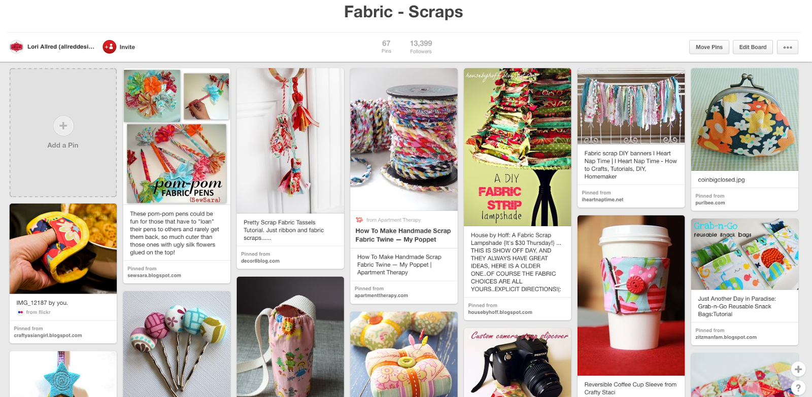 Allred Design Blog: Inspired by Pinterest: Fabric Scrap Ideas
