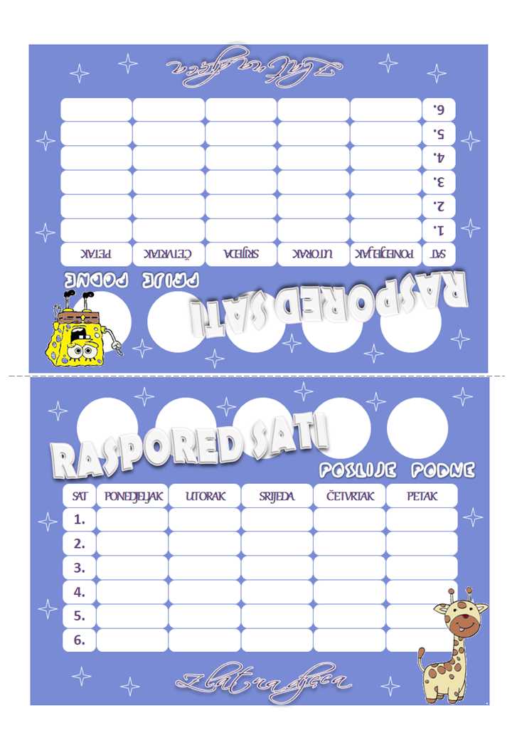 Zlatna djeca: Raspored sati