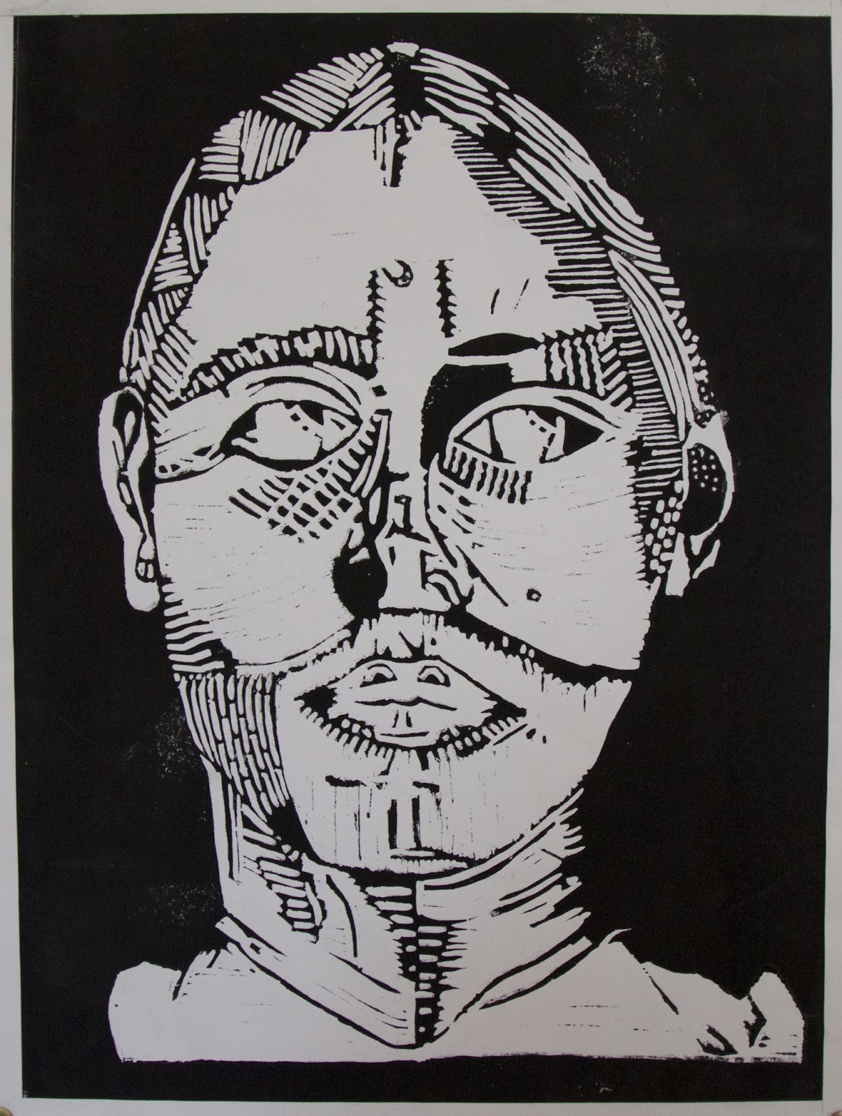 Visual Art: Self-Portrait, 2000 - Lino Print Versions
