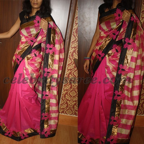 Latest Sarees with Thread Work - Saree Blouse Patterns