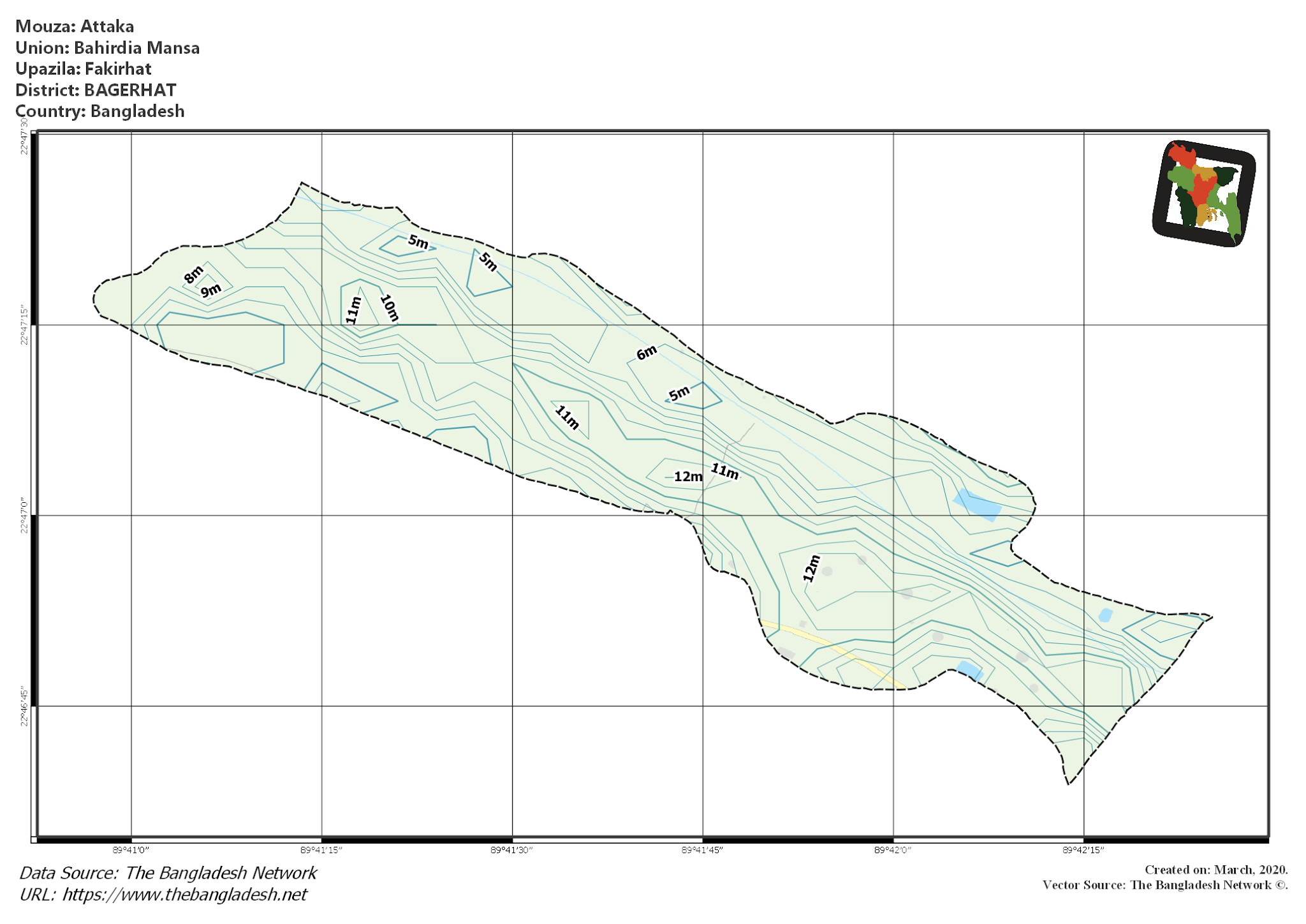 Map of Attaka Mouza, Fakirhat, Bagerhat