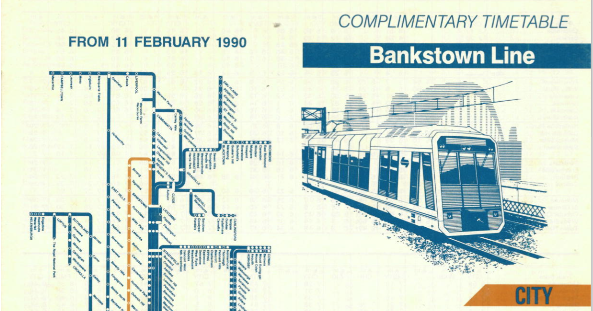 Sydney Connections: Timetable Tuesday: 1990 Bankstown Line