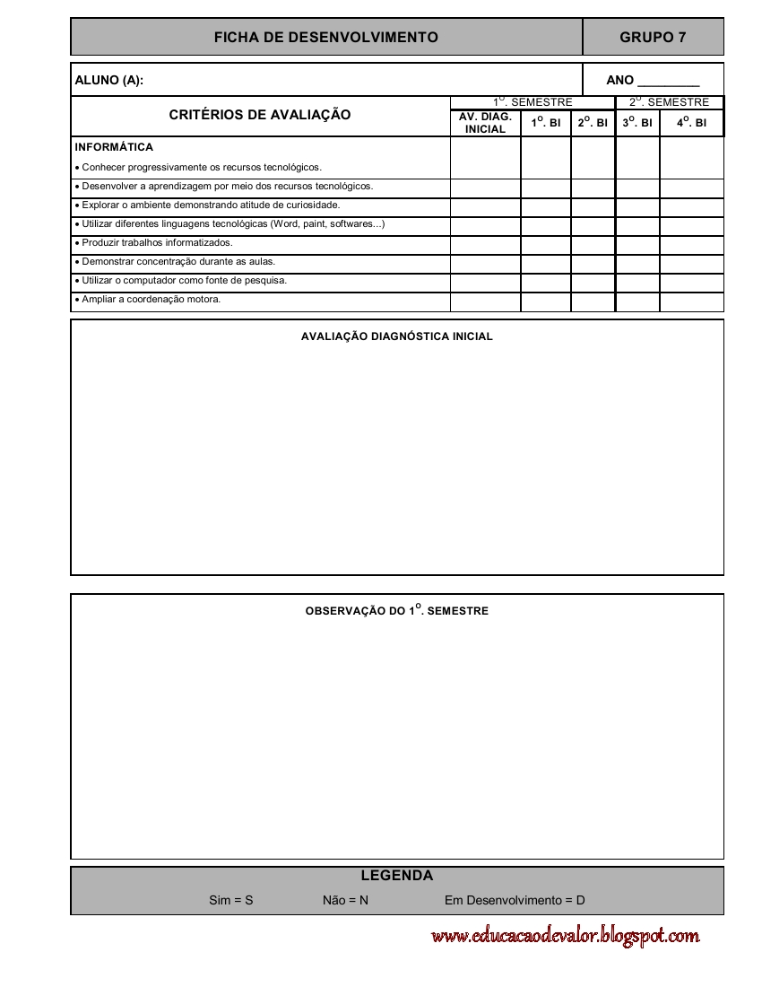Ficha De Avaliação De Aluno Com Autismo - ZULEDU