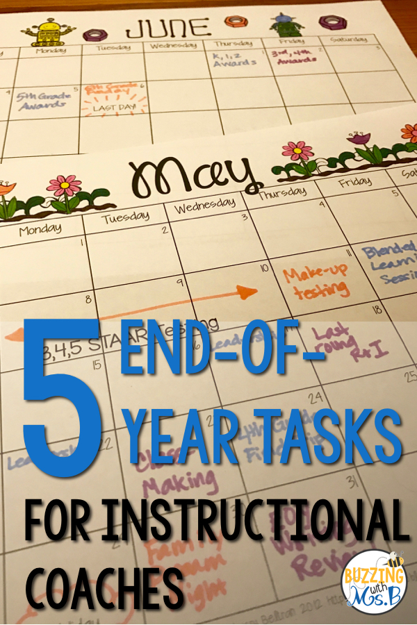 5 End-of-Year Tasks for Instructional Coaches - Buzzing with Ms. B