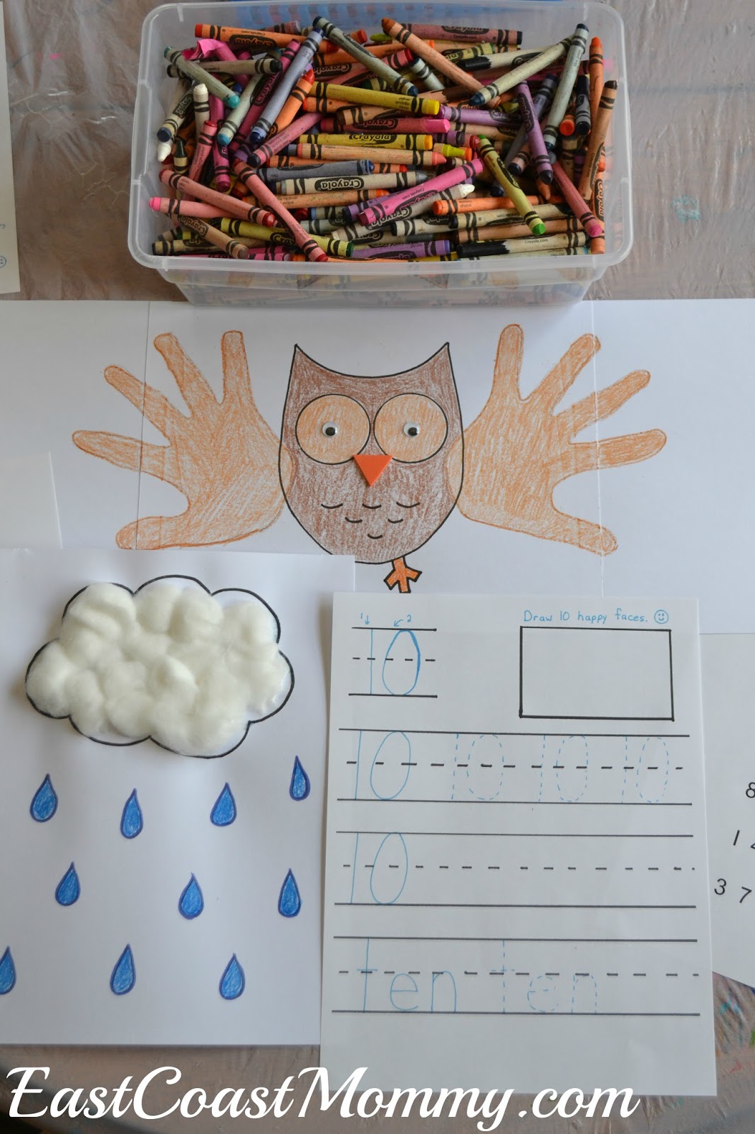 East Coast Mommy: Number Crafts {Number TEN}... "Whoooo" wants to learn ...