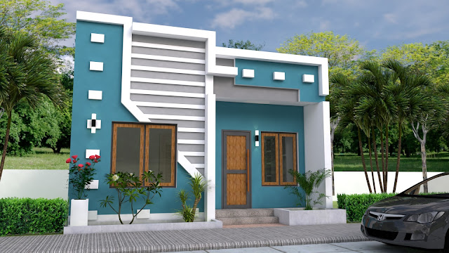 3D Simple House Plan with Two Bedrooms 22x30 Feet - House Plan Map