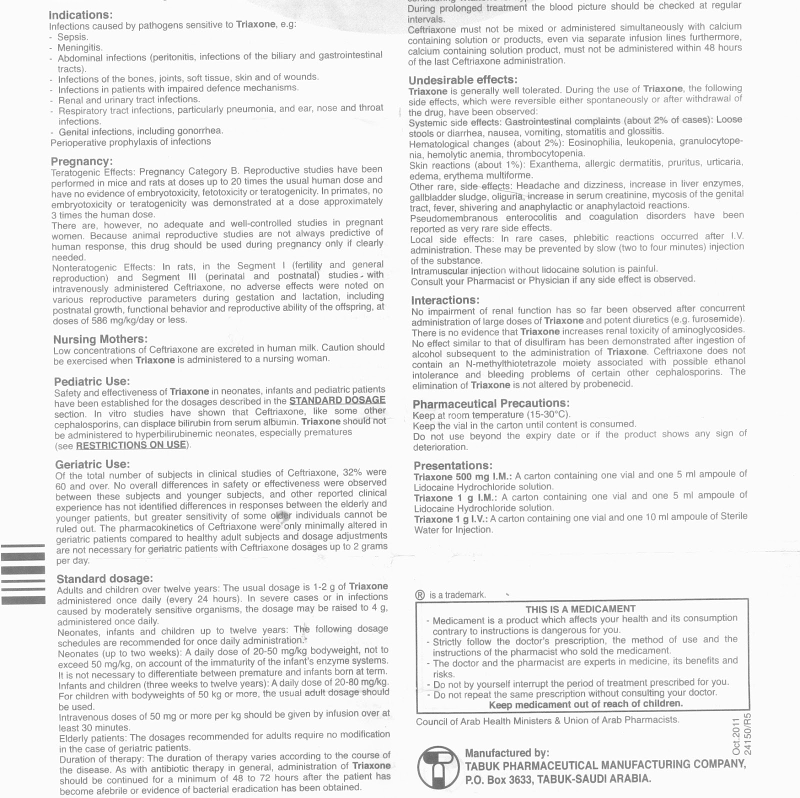 Drug Pamphlet: Triaxone