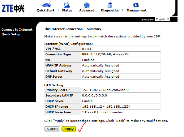 Home Gateway support: ZTE ZXDSL 831 Series modem WAN configration