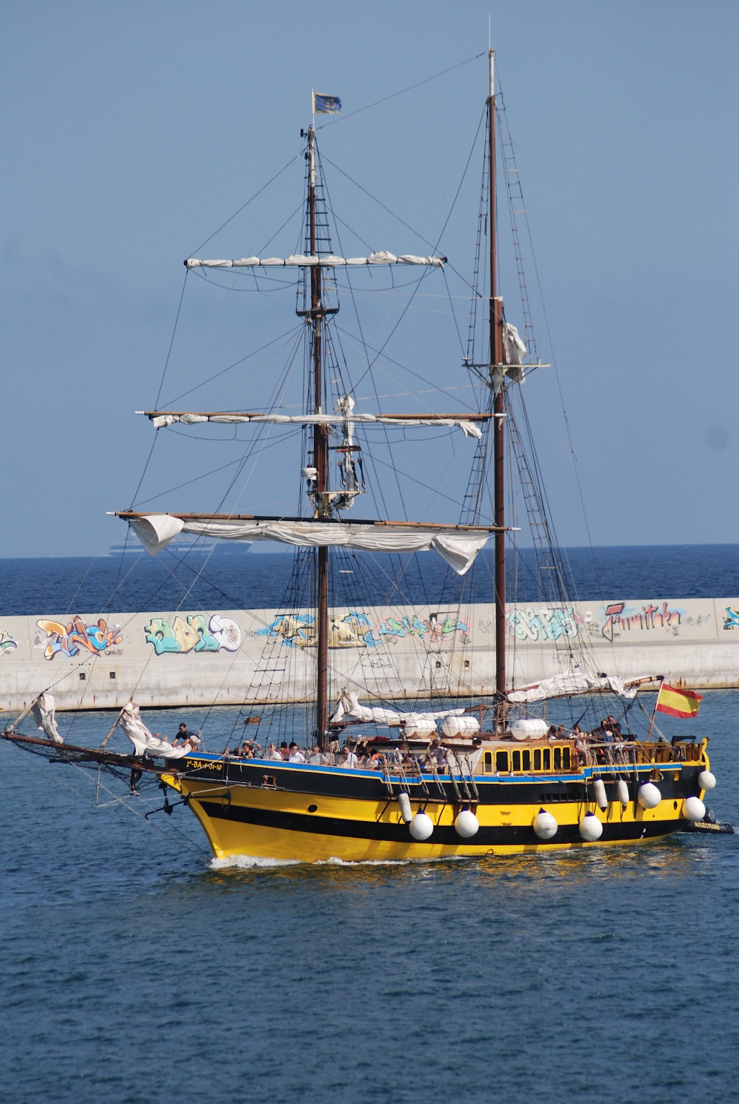 tall ships and the beauty of sailing: Brigantine "CYRANO" at Barcelona