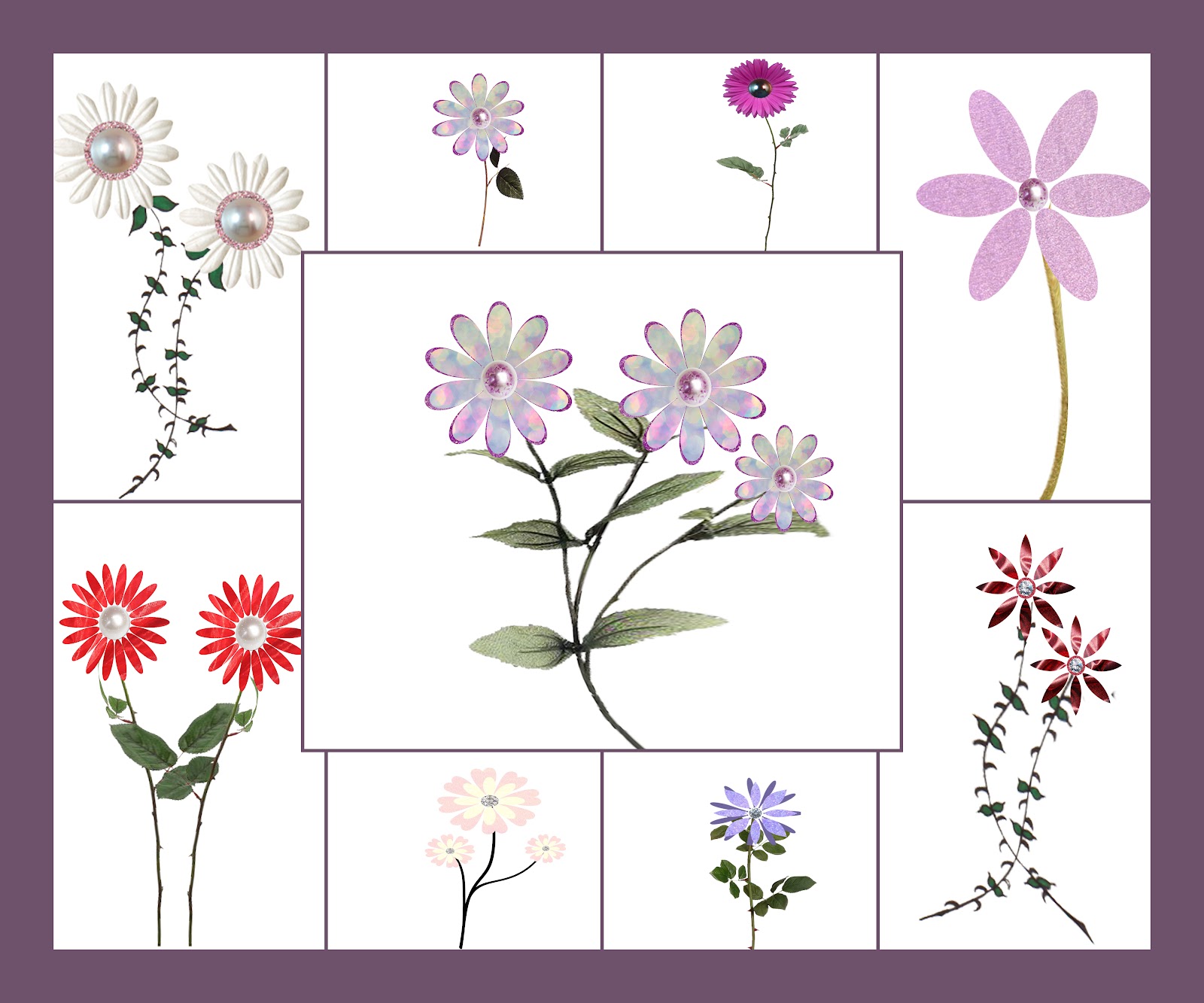 9 Free Stemmed Flower Cutouts + Brushes | ibjennyjenny Free Resources