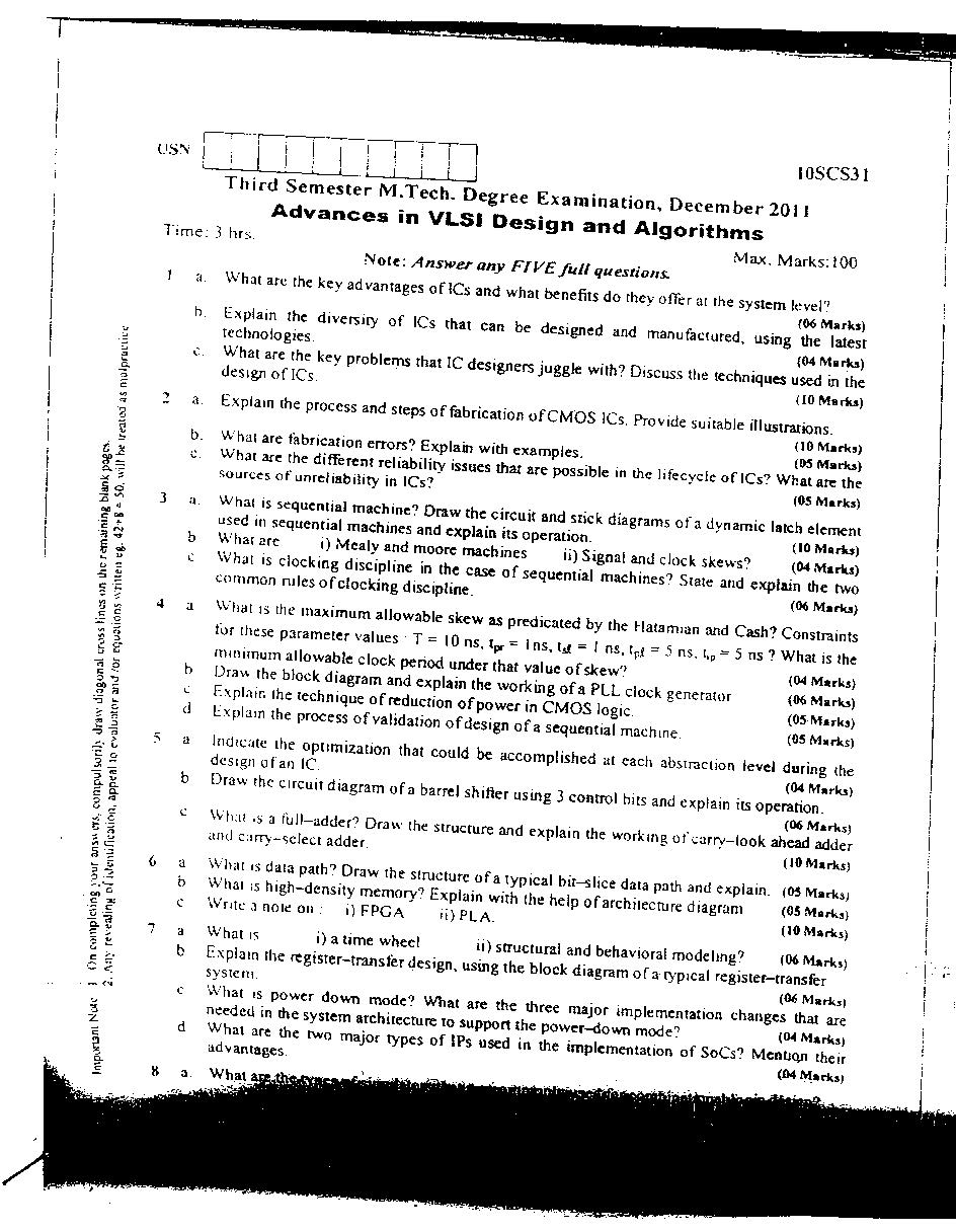 MTECH(CSE)-2011-12: M.Tech CSE Question Papers
