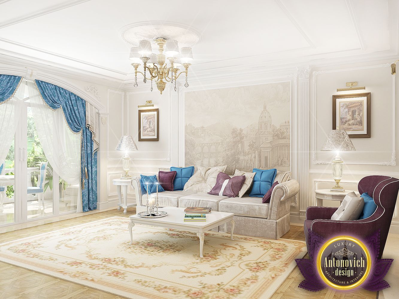 LUXURY ANTONOVICH DESIGN UAE: Family living room interior by Luxury ...