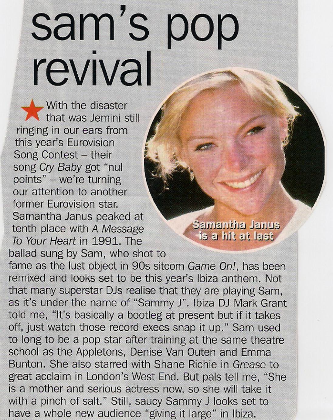 eurovisionUKmediacover: Samantha Janus (United Kingdom 1991)