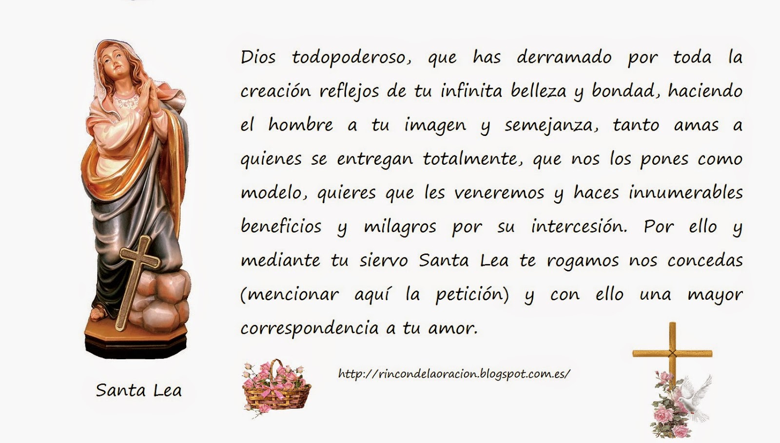 Rincón de la Oración: Estampa Oración de Santa Lea