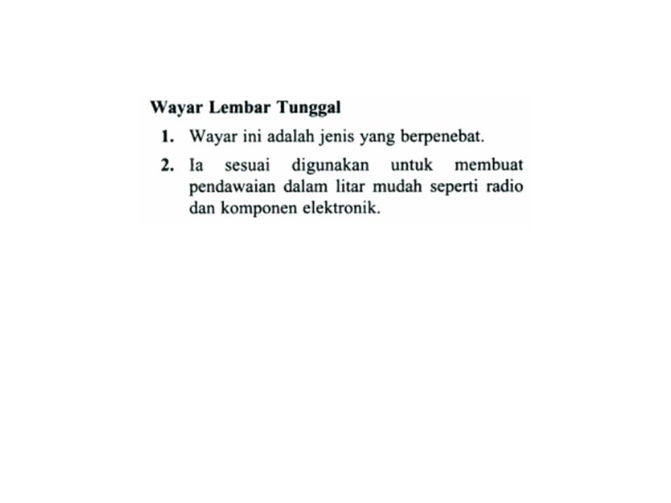 KHB - ERT: WAYAR LEMBAR TUNGGAL