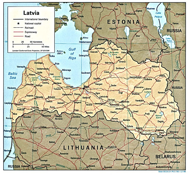 Letonia - harta gjeografike e Letonisë - Shqipëria Express