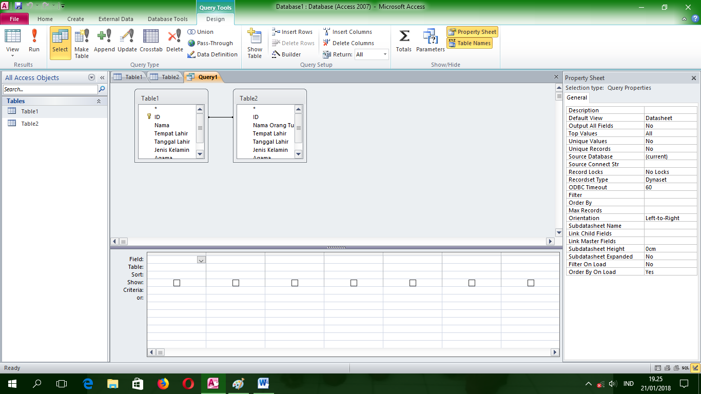 Cara Membuat Table, Query, Form dan Report pada Microsoft Acces