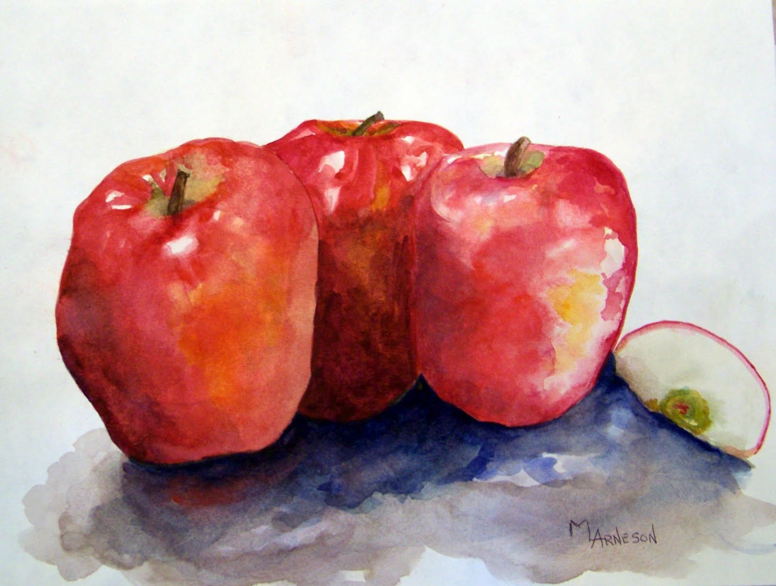 Mary Arneson Fine Art: "Apples A Day" Watercolor Paintings by Colorado ...
