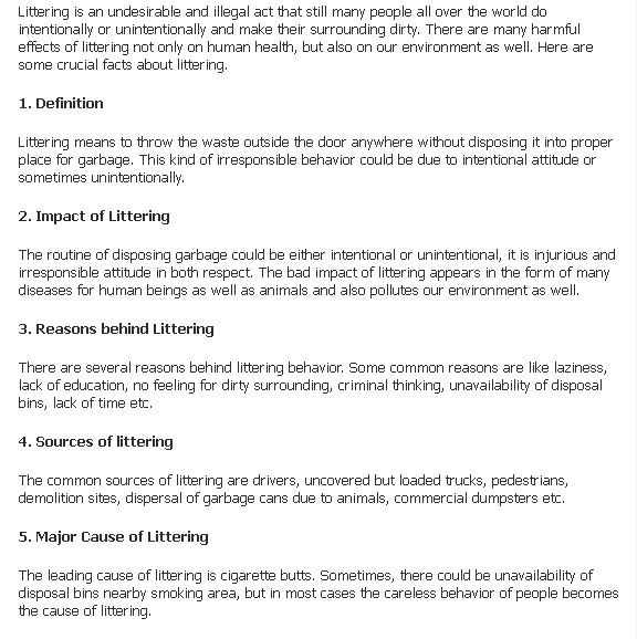 Littering Facts