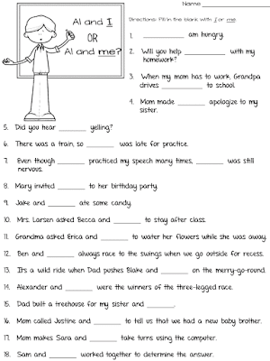 I versus Me: A FREE Grammar PowerPoint | Crafting Connections