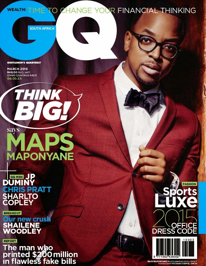 Maps Maponyane en portada de GQ Sudáfrica Marzo 2015
