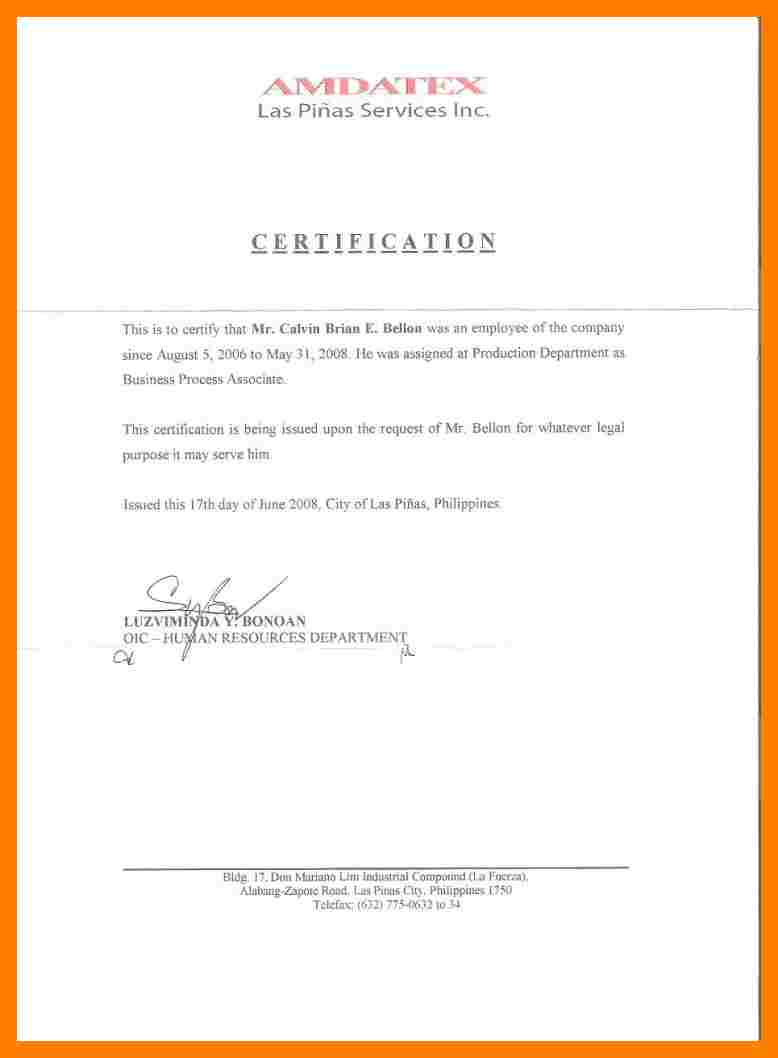 certificate of employment chowking - philippin news collections