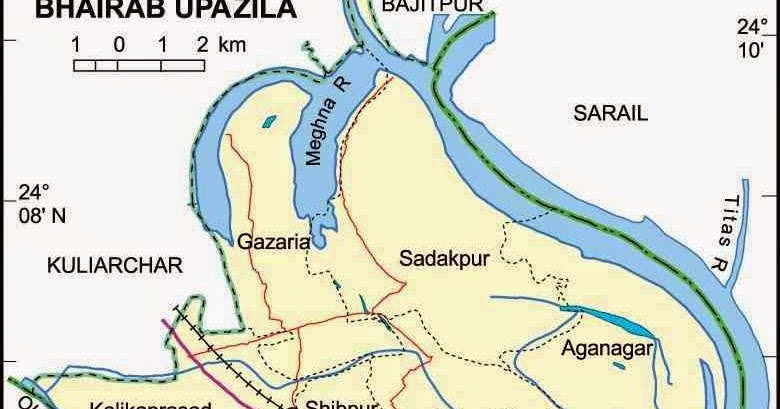 Bhairab Upazila Map, Kishoreganj District, Bangladesh