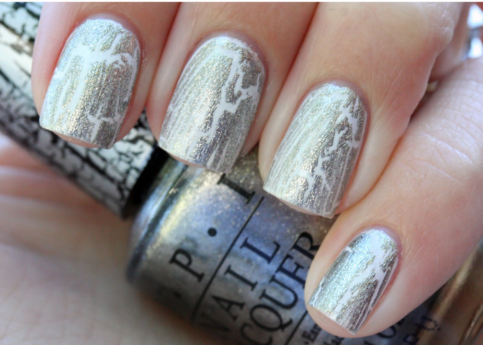 The Nail Network: OPI Silver Shatter over White