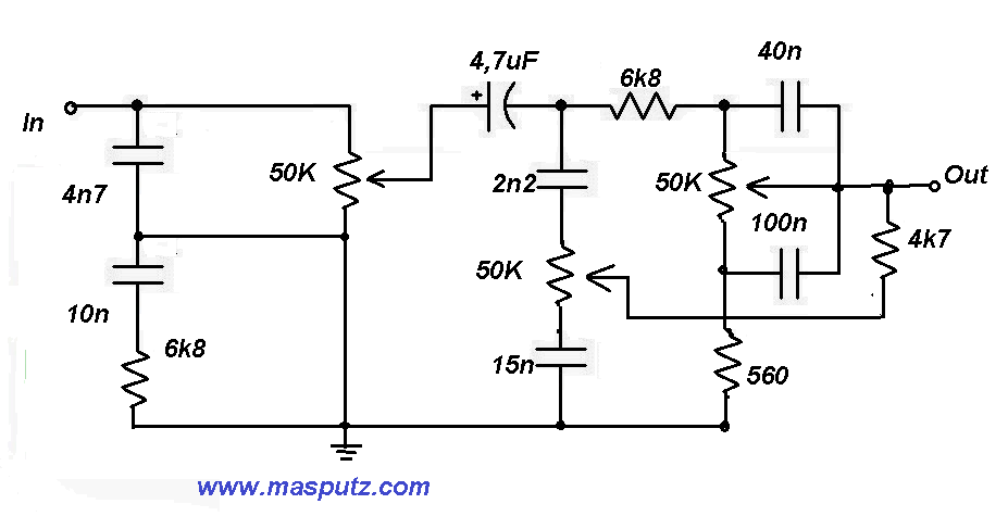 Skema Rangkaian Tone Control Sederhana (pasif) - Masputz.com