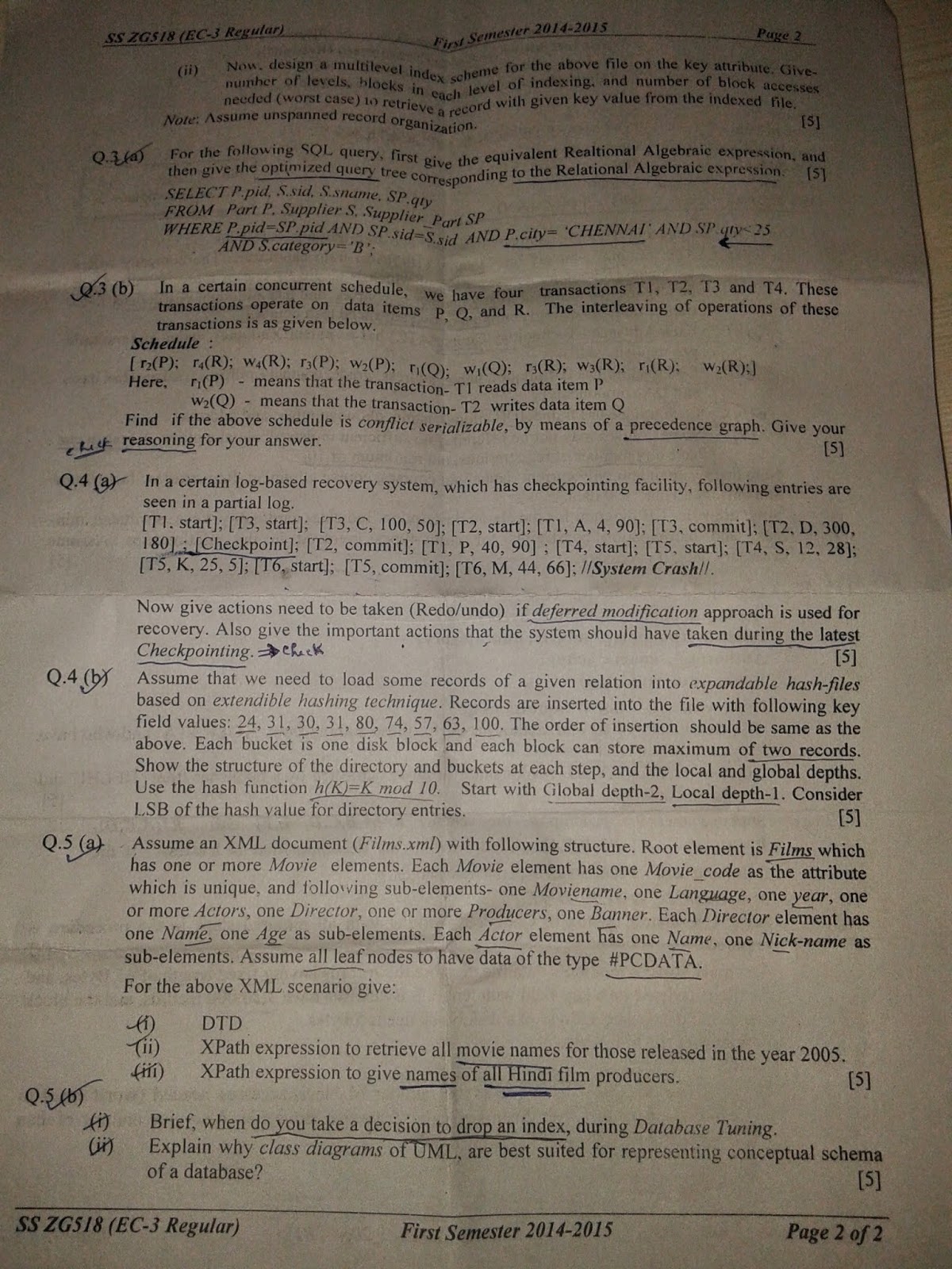 Bits Pilani Wilp: SEM-1 FINAL EXAM QUESTION PAPER Regular/Makeup