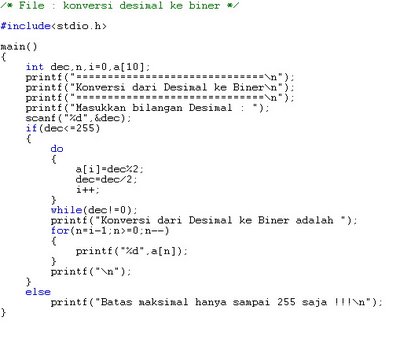 Contoh Database, C++, visual basic, java: Decimal to Binary Conversion ...