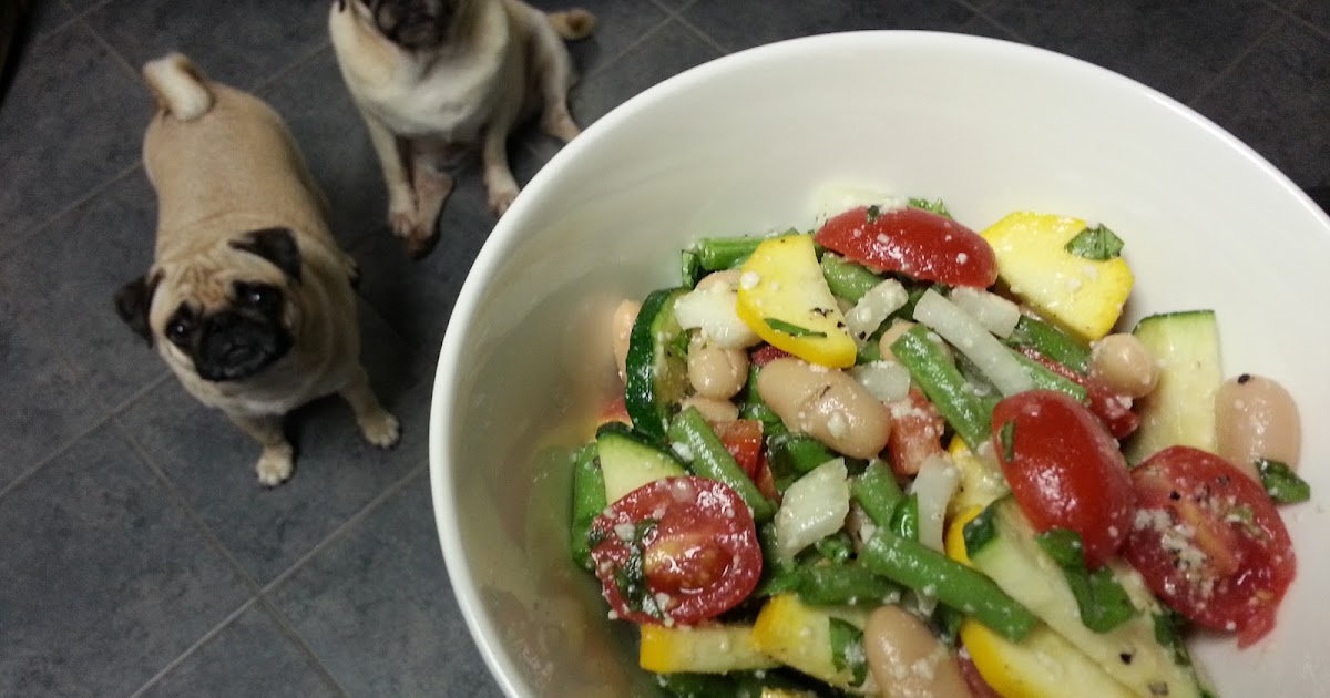 Grubbin' Pugs: Summer White Bean Salad with Vegetables, Basil, and Parmesan