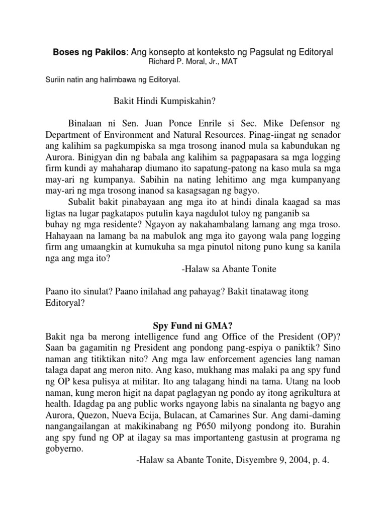 ano ang editoryal - philippin news collections