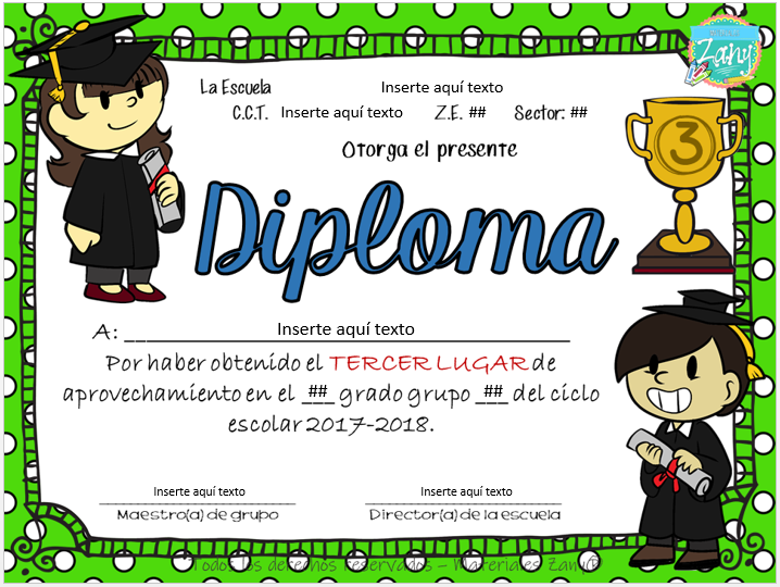 Diplomas de aprovechamiento | Materiales Zany