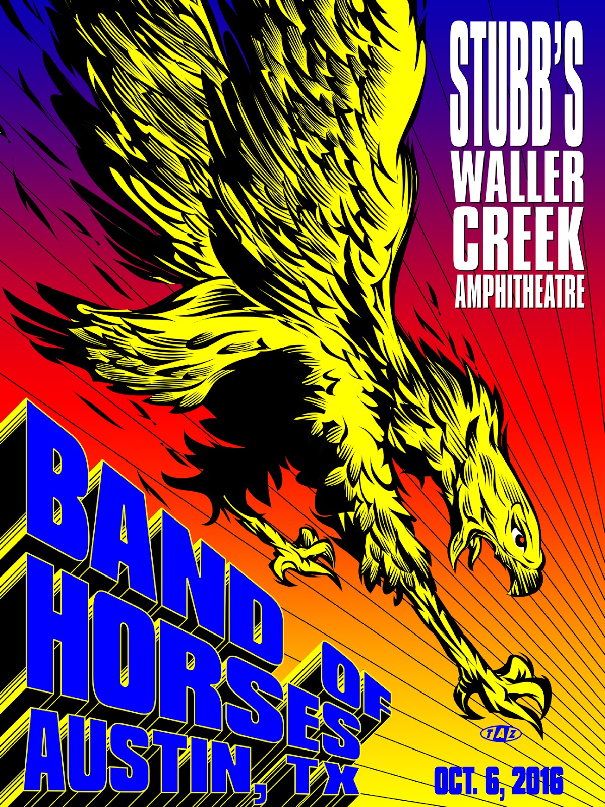 INSIDE THE ROCK POSTER FRAME BLOG: Jim Evans TAZ Band of Horses Austin ...