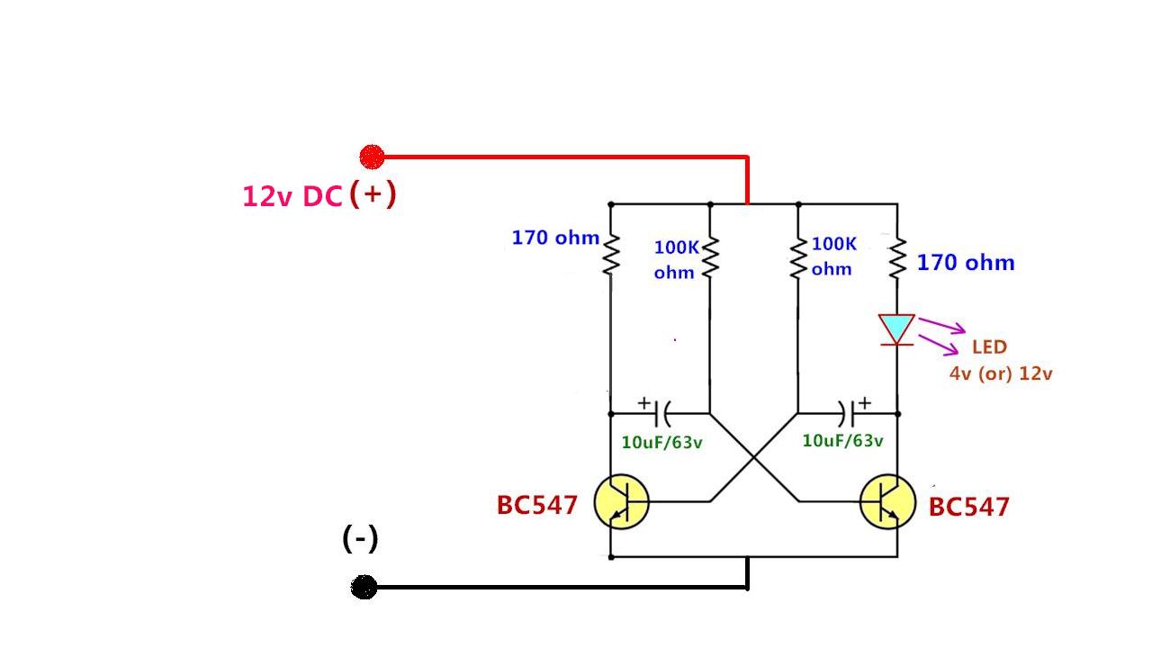 12v LED Monostable multivibrator / oscillator / flashing (Astable to ...