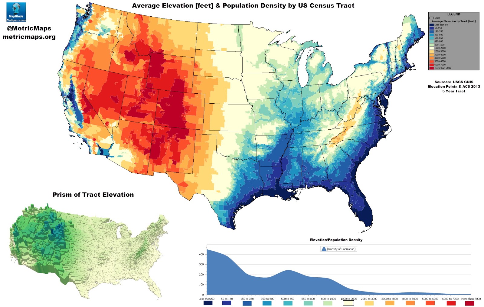 Average elevation & population density by US Census Tract - Vivid Maps Average elevation & population density by US Census Tract - Vivid Maps