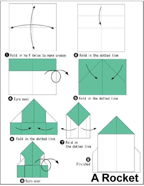 Rocket - Easy Origami instructions For Kids