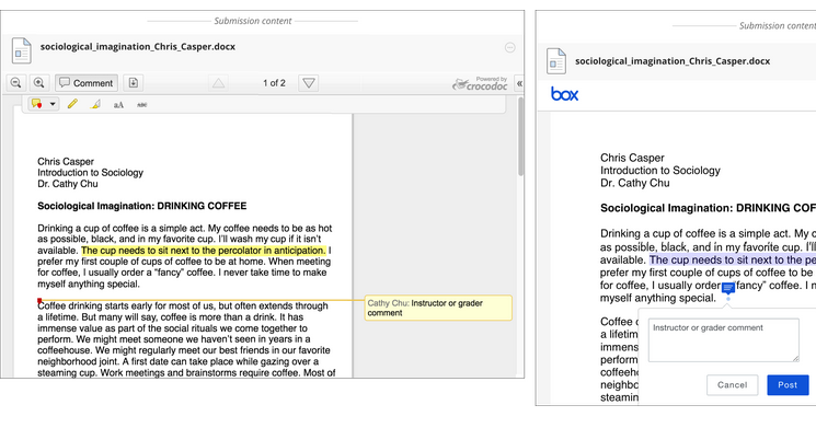 New Blackboard Inline Grading with Box