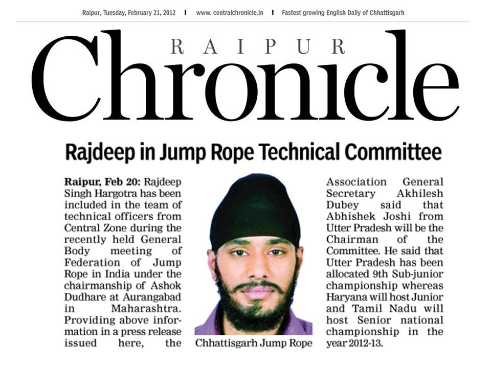 JUMP ROPE ASSOCIATION CHHATTISGARH: February 2012