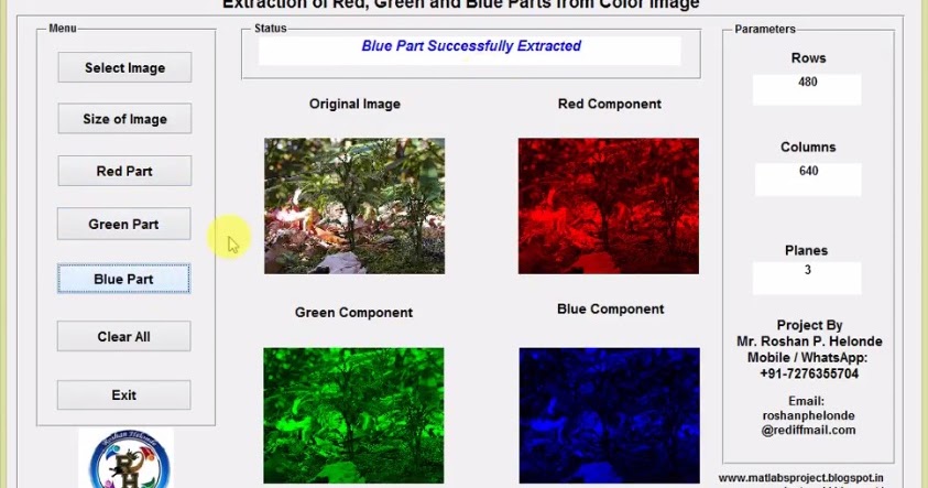 Matlab Project Code Extraction Of Red Green And Blue Color From Color Images ~ Matlab Project Codes