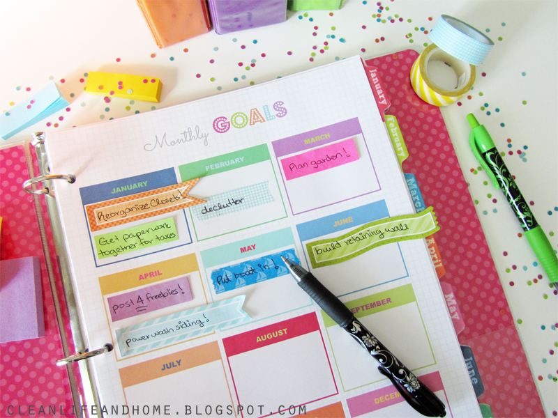 Clean Life and Home: Freebie: Monthly Goals Planner!