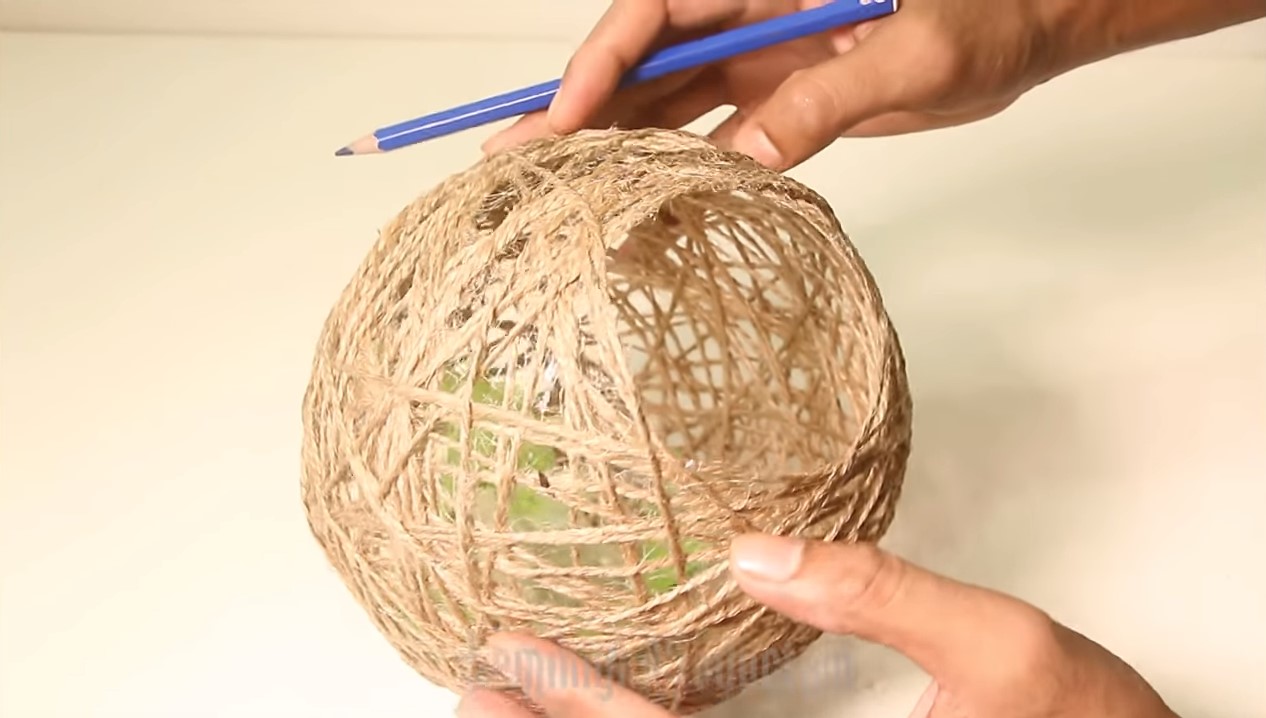 How to make lampshade with Jute Yarn and PVC | Diy Crafts - SemiHigh ...